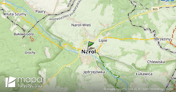 Narol - mapa szlaków turystycznych | mapa-turystyczna.pl