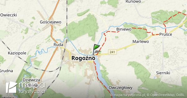 Rogoźno - mapa szlaków turystycznych | mapa-turystyczna.pl