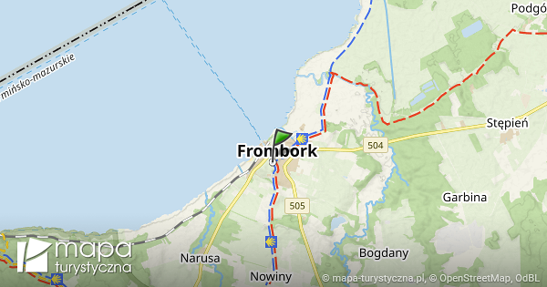 Frombork - mapa szlaków turystycznych | mapa-turystyczna.pl