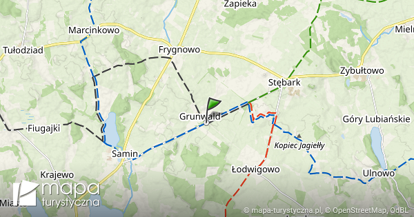 Grunwald - mapa szlaków turystycznych | mapa-turystyczna.pl