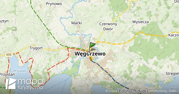 Węgorzewo, ul. Grunwaldzka - mapa szlaków turystycznych | mapa ...