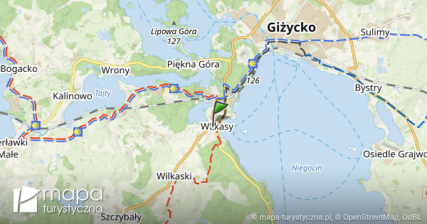 Wilkasy - mapa szlaków turystycznych | mapa-turystyczna.pl