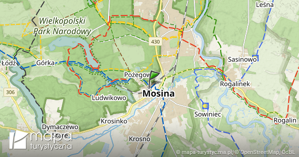Mosina, ul. Kołłątaja - mapa szlaków turystycznych | mapa-turystyczna.pl