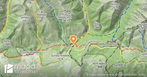 Podbanské - mapa szlaków turystycznych | mapa-turystyczna.pl