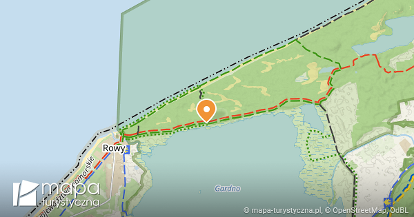Jezioro Gardno - mapa szlaków turystycznych | mapa-turystyczna.pl