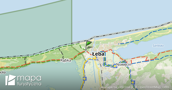 Łeba, ul. Turystyczna - mapa szlaków turystycznych | mapa-turystyczna.pl