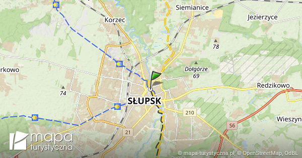 Słupsk - mapa szlaków turystycznych | mapa-turystyczna.pl