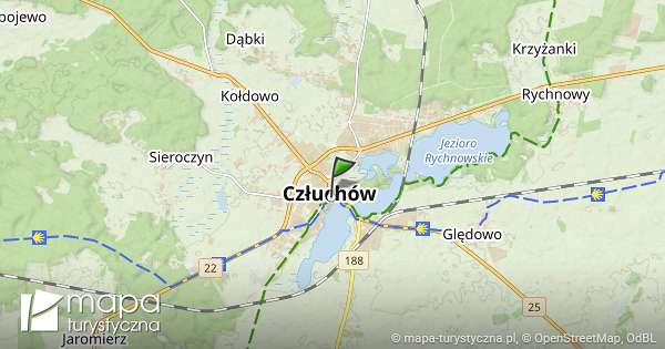 Człuchów - mapa szlaków turystycznych | mapa-turystyczna.pl