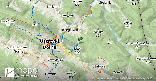 Orlik - mapa szlaków turystycznych | mapa-turystyczna.pl