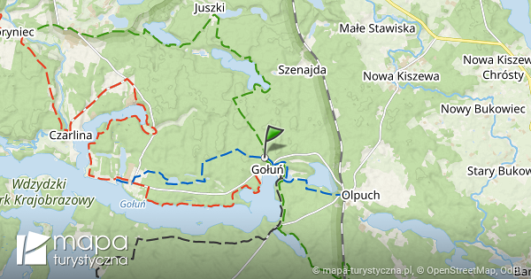 Gołuń, rozejście szlaków - mapa szlaków turystycznych | mapa-turystyczna.pl