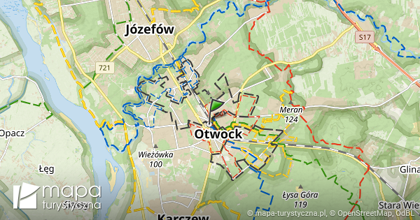 Otwock, Skwer VII Pułku Ułanów - mapa szlaków turystycznych | mapa ...