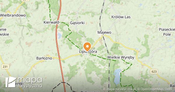 Lipia Góra - mapa szlaków turystycznych | mapa-turystyczna.pl