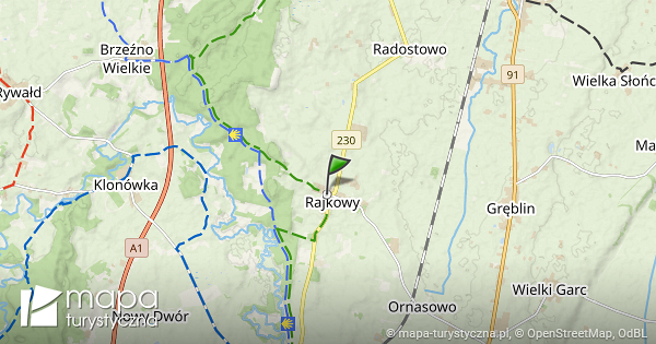 Rajkowy - mapa szlaków turystycznych | mapa-turystyczna.pl