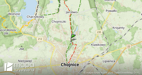 Chojnice, Lasek Miejski - mapa szlaków turystycznych | mapa-turystyczna.pl