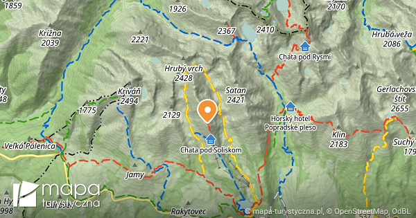 Predné Solisko - mapa szlaków turystycznych | mapa-turystyczna.pl