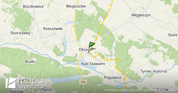 Oksa - mapa szlaków turystycznych | mapa-turystyczna.pl