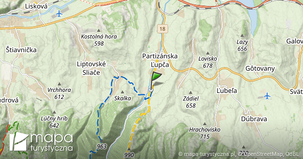 Partizánska Ľupča - mapa szlaków turystycznych | mapa-turystyczna.pl