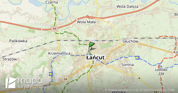 Łańcut, ROD Zielone Wzgórza - mapa szlaków turystycznych | mapa ...