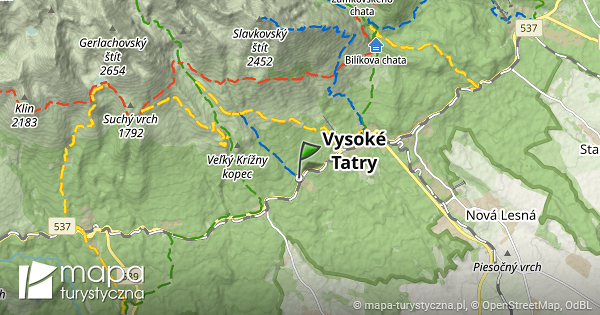 Tatranské Zruby - mapa szlaków turystycznych | mapa-turystyczna.pl