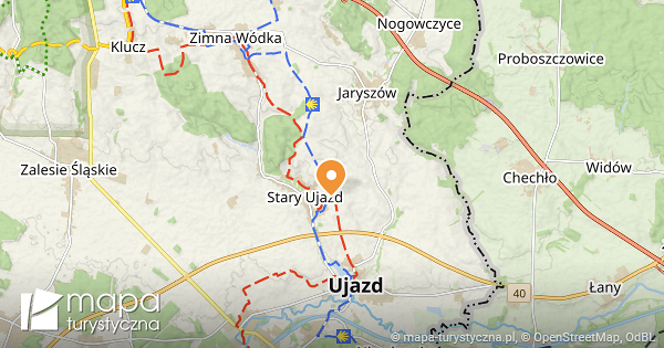 Stary Ujazd, rozejście szlaków - mapa szlaków turystycznych | mapa ...