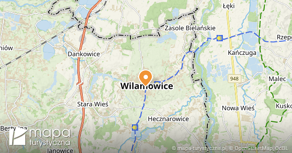 Wilamowice - mapa szlaków turystycznych | mapa-turystyczna.pl