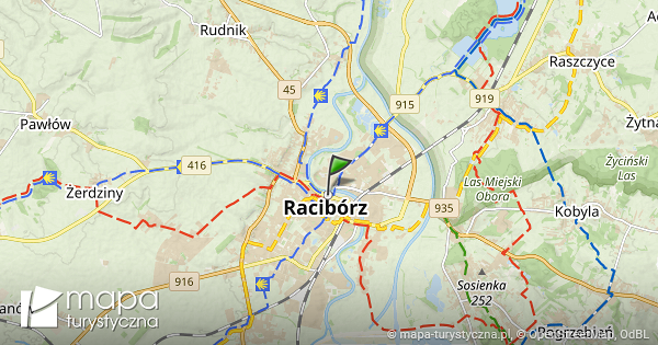 Racibórz, Plac Mostowy - mapa szlaków turystycznych | mapa-turystyczna.pl