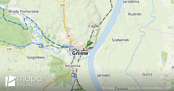 Gniew, punkt widokowy - mapa szlaków turystycznych | mapa-turystyczna.pl