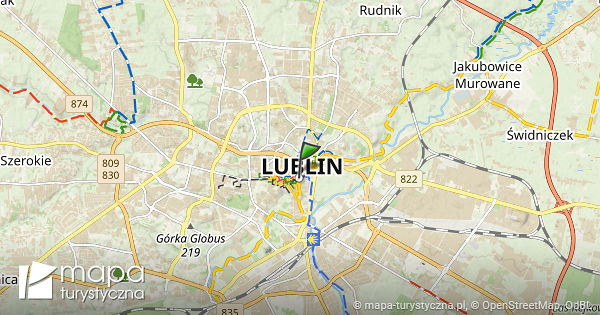 Lublin - mapa szlaków turystycznych | mapa-turystyczna.pl