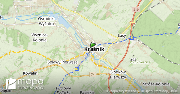 Kraśnik - mapa szlaków turystycznych | mapa-turystyczna.pl