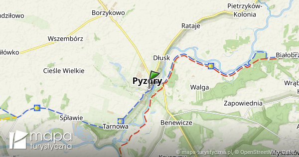 Pyzdry - mapa szlaków turystycznych | mapa-turystyczna.pl