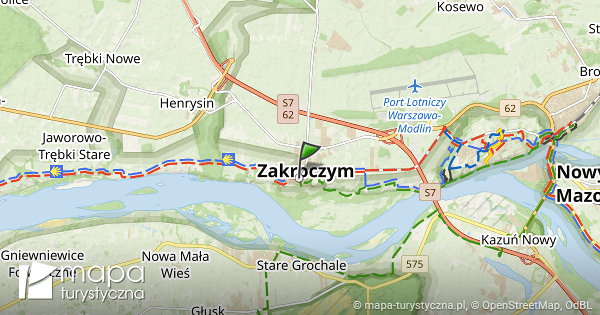 Zakroczym - mapa szlaków turystycznych | mapa-turystyczna.pl
