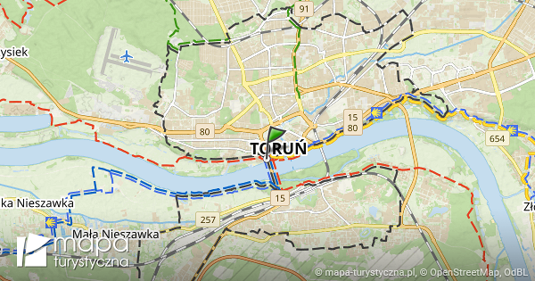 Toruń, Most Piłsudskiego - mapa szlaków turystycznych | mapa-turystyczna.pl