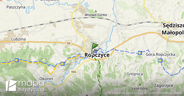 Ropczyce, ul. Zielona - mapa szlaków turystycznych | mapa-turystyczna.pl