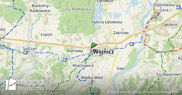 Wojnicz, Wąwóz Szwedzki - mapa szlaków turystycznych | mapa-turystyczna.pl