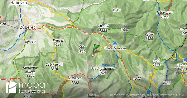 Partizánska nemocnica - mapa szlaków turystycznych | mapa-turystyczna.pl