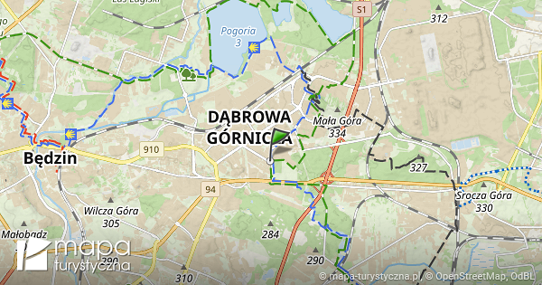 Dąbrowa Górnicza, Legionowo - mapa szlaków turystycznych | mapa ...