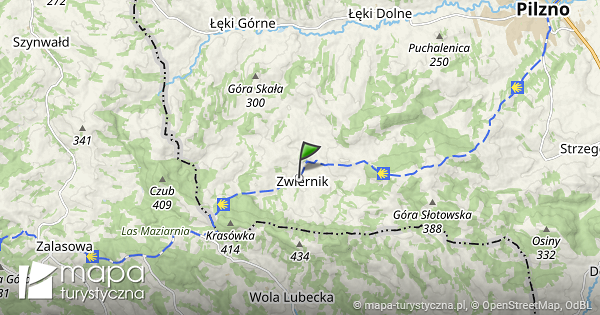 Zwiernik - mapa szlaków turystycznych | mapa-turystyczna.pl