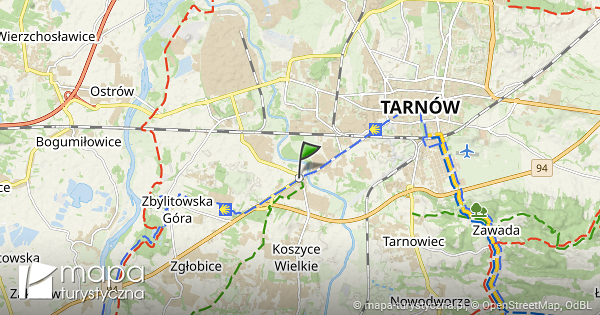 Tarnów, ul. Czerwona - mapa szlaków turystycznych | mapa-turystyczna.pl