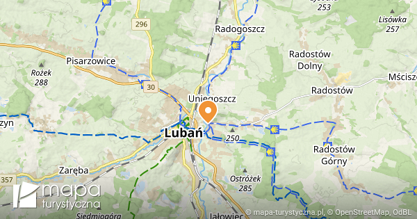 Lubań, kościół Narodzenia Najświętszej Marii Panny - mapa szlaków ...