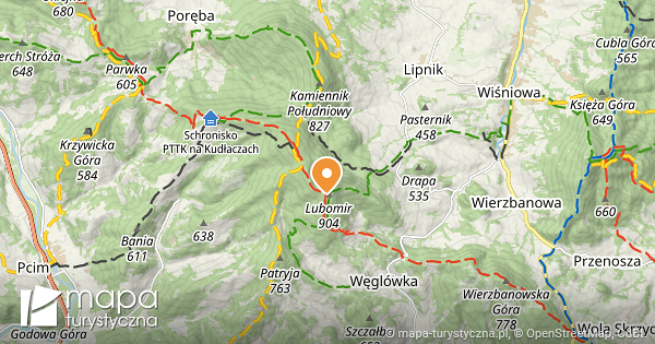 Lubomir - mapa szlaków turystycznych | mapa-turystyczna.pl