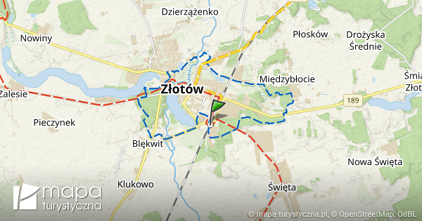 Złotów, ul. Powstańców - mapa szlaków turystycznych | mapa-turystyczna.pl