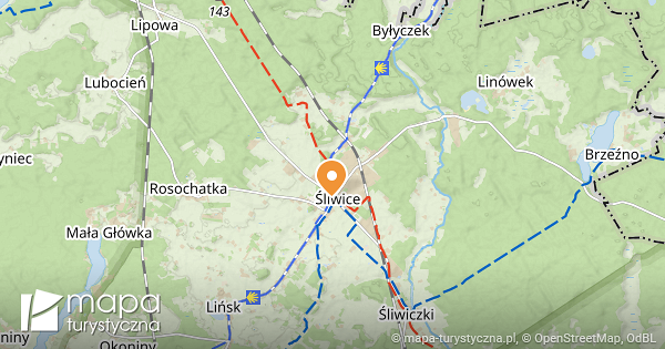 Śliwice - mapa szlaków turystycznych | mapa-turystyczna.pl