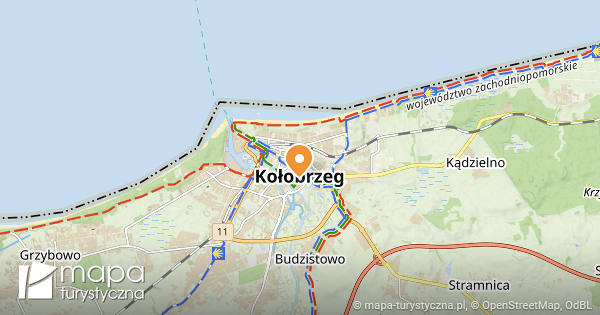Kołobrzeg, Plac Ratuszowy - mapa szlaków turystycznych | mapa ...