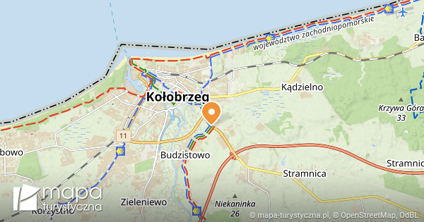 Kołobrzeg, ul. B. Krzywoustego - mapa szlaków turystycznych | mapa ...