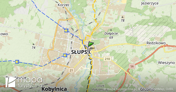 Słupsk, Most Zamkowy - mapa szlaków turystycznych | mapa-turystyczna.pl