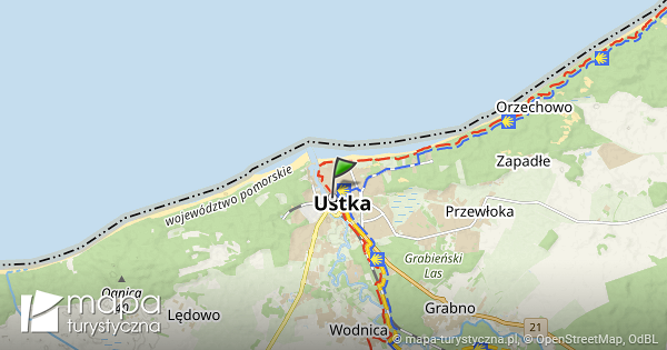 Ustka, ul. S. Wyszyńskiego - mapa szlaków turystycznych | mapa ...
