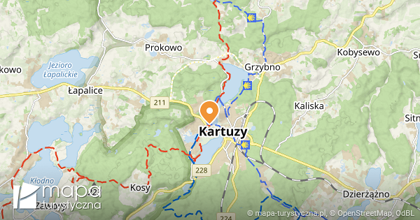 Kartuzy, ul. Klasztorna - mapa szlaków turystycznych | mapa-turystyczna.pl