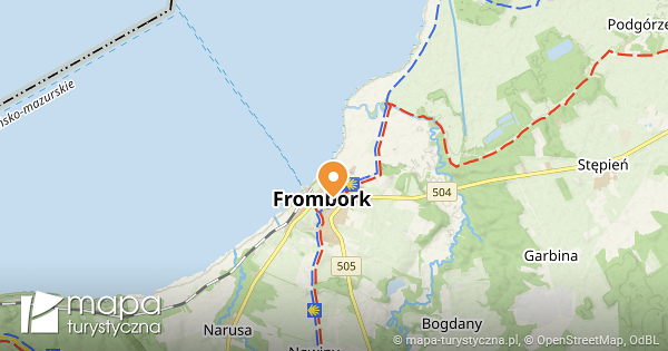 Frombork, ul. Kopernika - mapa szlaków turystycznych | mapa-turystyczna.pl