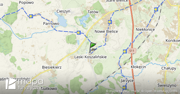Laski Koszalińskie - mapa szlaków turystycznych | mapa-turystyczna.pl