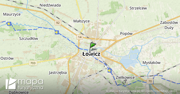 Łowicz - mapa szlaków turystycznych | mapa-turystyczna.pl
